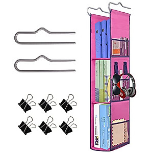 Libeder 3 Shelf Hanging Locker Organizer for School, Work, Gym, Closet, Adjustable Hanging Locker Accessories Shelves for Girls Boys, Hangs from Shelf, Rod to Create Storage Space(Pink-Purple)