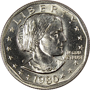 1980 P Susan B Anthony Dollar BU Uncirculated Mint State SBA $1 US Coin