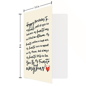 GlightG Romantic Birthday Card for Husband Boyfriend, Funny Birthday Cards Gifts for Wife Girlfriend, Sweet Love Card for Women Men, You're My Favorite Everything!
