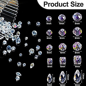 1280 Pieces Assorted Crystal Rondelle Light AB Beads Drilled Gemstone Loose Beads Clear Crystal Glass Beads for Crafts Faceted Beads Shiny Beads for Jewelry Making DIY Necklace Bracelet Earring Kit