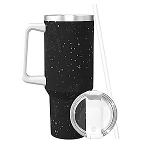 HULIBIN Black Shimmering Print Double Deck Stainless Steel Travel Coffee Cup With Lid 40 Oz Ice Bully Cup