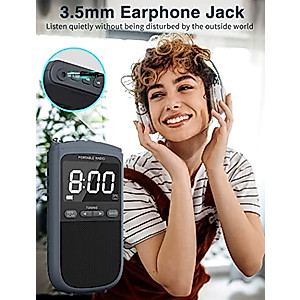 AM FM Walkman Radio:900mAh Rechargeable Portable Transistor Pocket Radio with Best Reception Digital Tuning, LCD Screen,Stereo Earphone Jack, Sleep Timer and Alarm Clock for Jogging,Walking