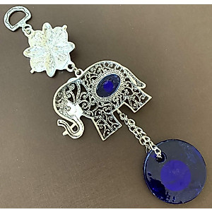 Retro Design Turkish Blue Evil Eye with Lucky Elephant Amulet Home Office Hanging Ornament Blessing Gift -CL08