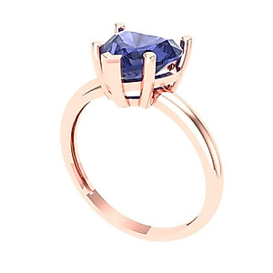 Clara Pucci 2ct Heart Cut Custom Engraving Tanzanite Engagement Wedding Solitaire W/Accent Ring 18K Rose Gold for Women Size 9.75