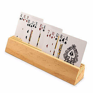STERLING Games Solid Wooden 9" Playing Cards Holder Set of 4