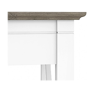 Bush Furniture Key West 2 Person Desk Set with Lateral File Cabinet in Pure White and Shiplap Gray
