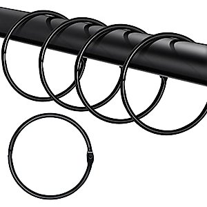 30Pcs Shower Curtain Rings Rustproof Shower Curtain Hooks for Bathroom Decorative Metal Round Shower Ring Hooks for Shower Rods Curtains (Black)