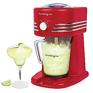 Nostalgia FBS400RDCHL 40-Ounce Frozen Beverage Station Perfect For Slush Drinks, Snow Cones, Margaritas, Daiquiris, Stainless Steel Blades, Cord Storage, Red