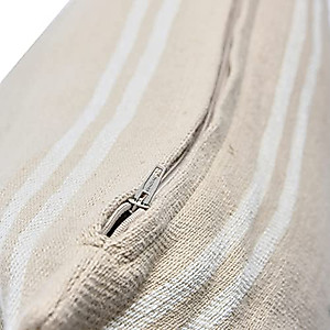 Creative Co-Op 20" Square Interwoven Double-Striped Cotton Pillow Decorative Pillow Cover, 20" x 20", Beige