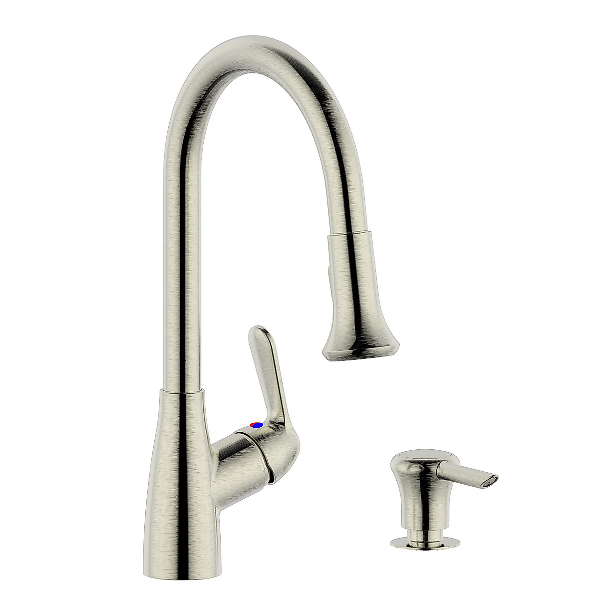 Derengge Stainless Steel Kitchen Faucet Single Handle Pull-Down Kitchen Sink Faucet with Soap Dispenser,Faucet for Farmhouse, Camper, Laundry, Rv, Bar,2 Hole Installation,KF-058S-SS