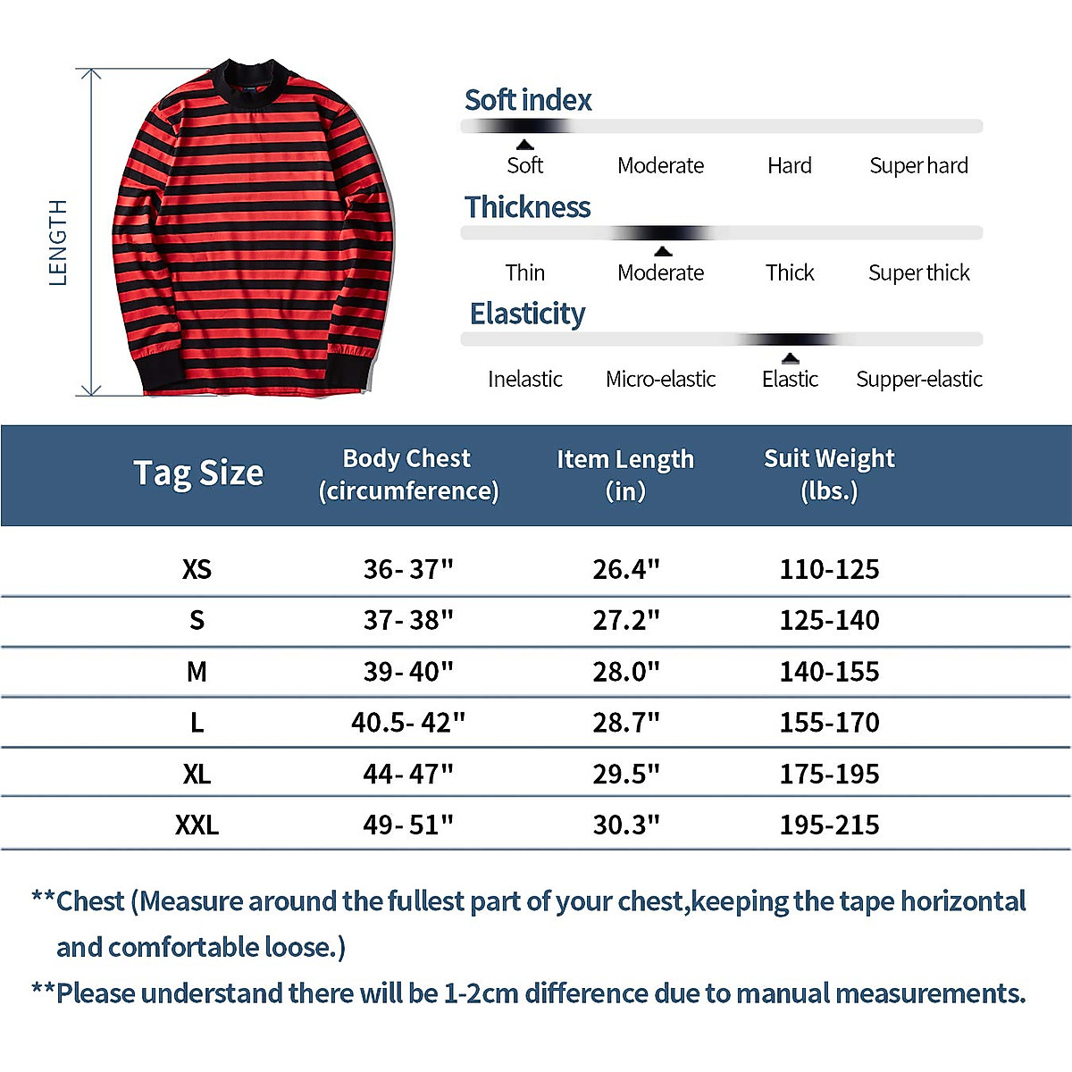 Mock Turtleneck Striped Long Sleeve Shirt Men(M,Black&White Wide(Plain))