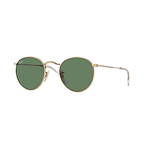 Ray-Ban RB3447 Round Metal Sunglasses + Vision Group Accessories Bundle unisex-adult (Arista/Crystal Green (001), 50)