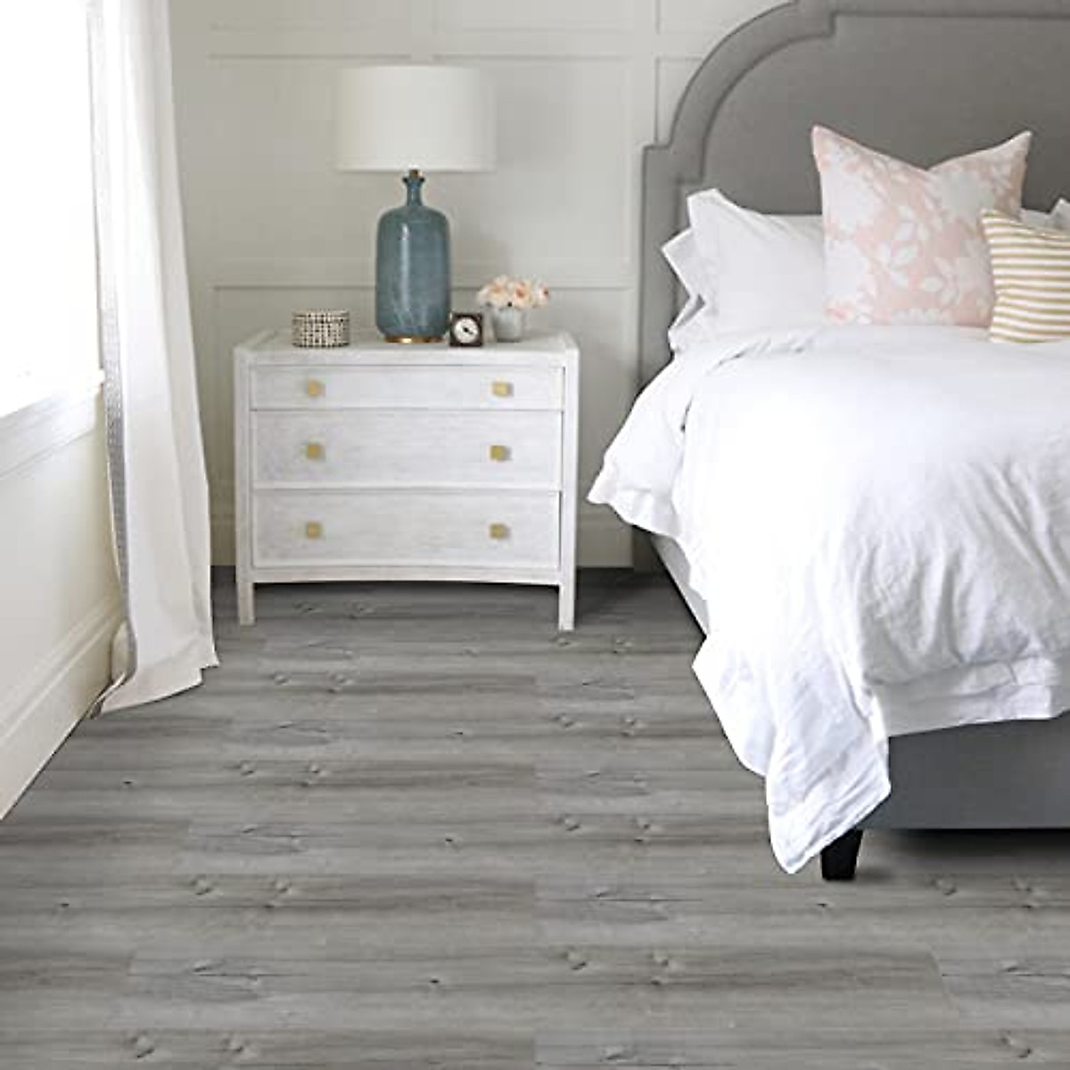 Peel and Stick Floor Tile, 35in×6in, Natural Grey Wood Grain Look, Self Adhesive and Waterproof for Transfer Bathroom, Kitchen, Living Room, Bedroom(10 PCS)