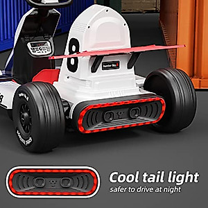 XJD Electric Go Kart 12V Battery Powered Pedal Go Karts for 3+ Kids Adults on Car Electric Vehicle Car Racing Drift Car for Boys Girls with Bluetooth/FM and Remote Control (White)