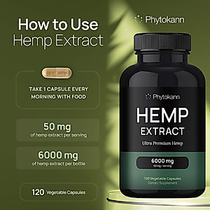 Hemp Oil Capsules 6000 Mg (120 Capsules | 120 Servings) - Hemp Oil Extract for Discomfort - Natural Stress Support and Immune Support with Omega 3 6 9 - Made in USA