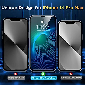 NatuBeau 3 Pack Compatible with iPhone 14 Pro Max Screen Protector 6.7", HD Clear Tempered Glass Screen Protector for iPhone 14 Pro Max, 9H Hardness, Scratch Resistant, Easy Install, Bubble Free, Case Friendly