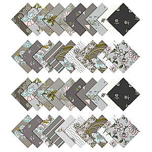 Soimoi 40Pcs Block Print Precut Fabrics Strips Roll Up 1.5x42inches Cotton Jelly Rolls for Quilting - Black