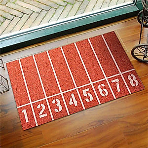 Athletic Field Rug Track Area Rugs Red Rug Sport Theme Decor Carpet Non-Slip for Kids Boy Playroom Bedroom Living Room Washable Floor Mat, 24 in X 36 in