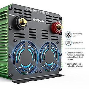 EDECOA 3000W 24V Power Inverter Modified Sine Wave DC 24V to 110V 120V AC Converter with Remote Controller and Hardwire Terminal LCD Display