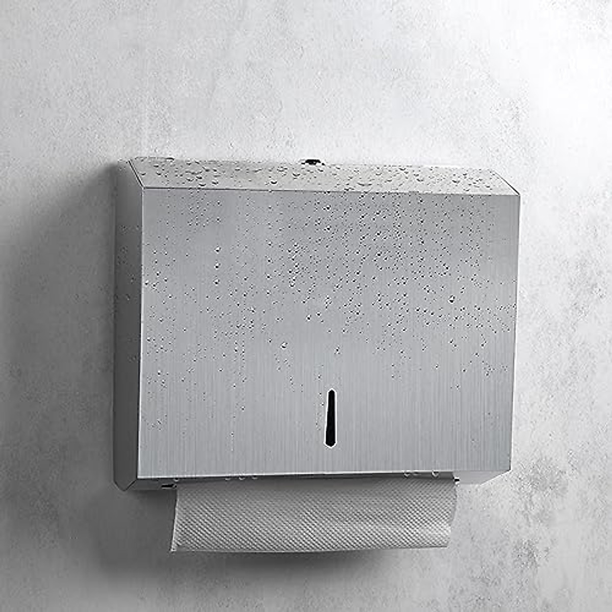 Stainless Steel Paper Towel Dispenser Wall Mount, TOBEFORT Comercial Hand Towel Dispenser with Lock, Trifold/C Fold Paper Towel Holder for Bathroom Kitchen Office, Large Capacity 300 Multi-Fold…