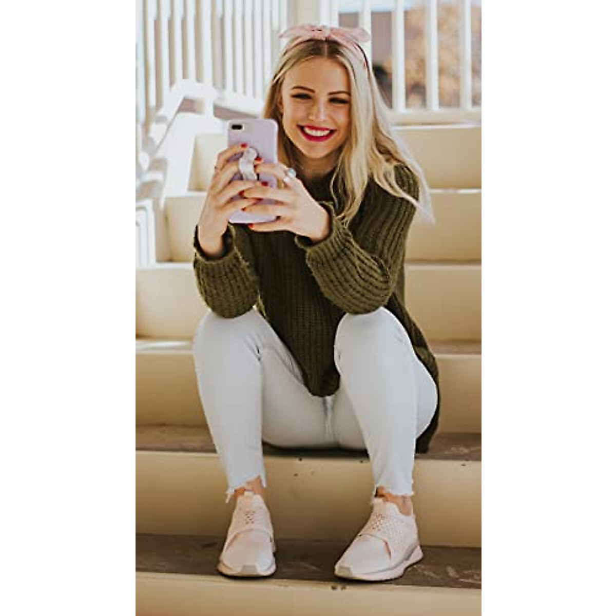 YubiLoop Phone Grip Hook and Foldable Stand (1 Base + 2 Bands) | Universal Selfie Finger Ring Strap with Collapsible Kickstand Loop | Accessories for Smartphones, Tablets and Cases (The Raina)