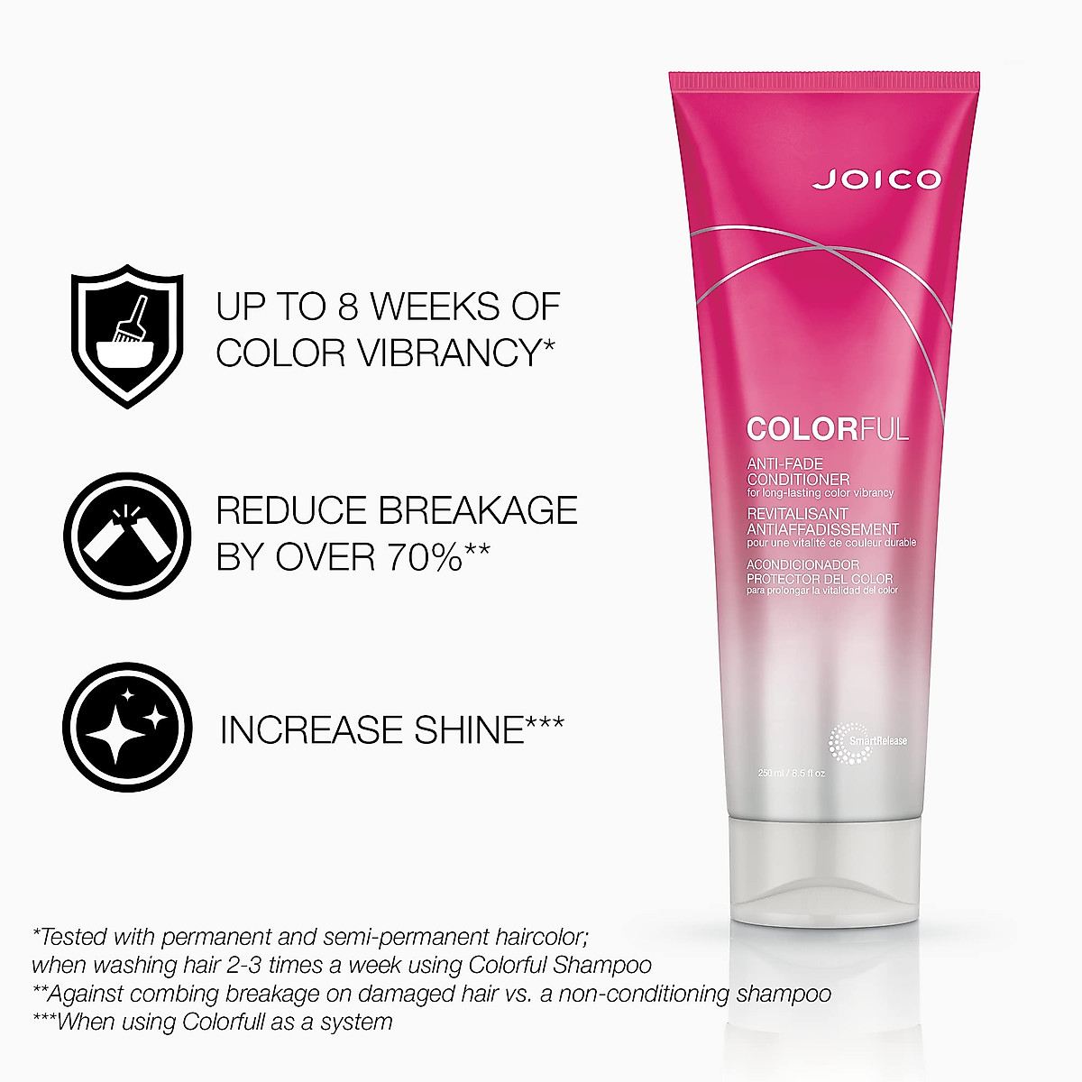 Joico Colorful Anti-Fade Shampoo and Conditioner | For Color-Treated Hair | Preserve Hair Color & Vibrancy Long-Term | Boost Shine & Reduce Breakage | Sulfate Free | With Camellia Oil & Pomegranate