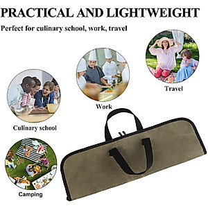 Ruibo Chef's Knife Roll Bag, Waxed Canvas Knife Carrying Case With Durable Handles, Portable Knife Roll Case For Working,4 Slots