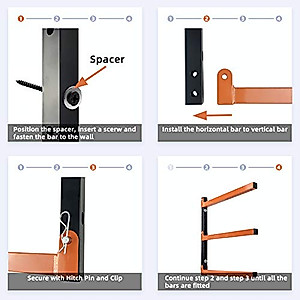 Homydom Wood Organizer and Lumber Storage Metal Rack with 3-Level Wall Mount, 2 Pack