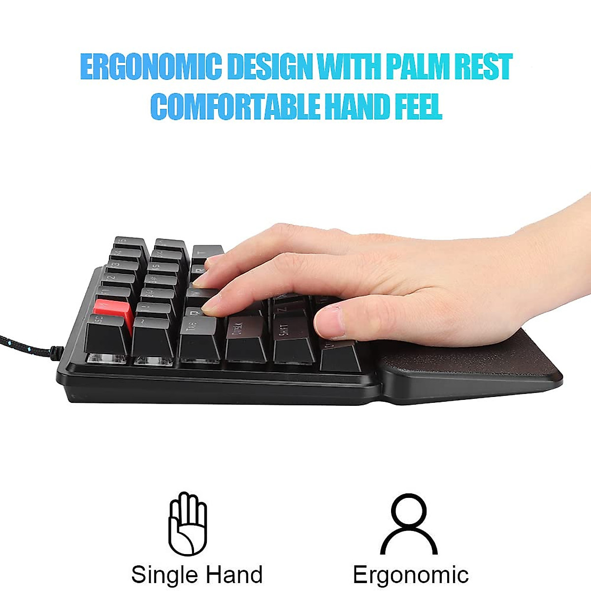 fosa1 One Handed Gaming Keyboard with Hand Rest,One Handed RGB Mechanical Gaming Keyboard, Left Handed Mechanical Keypad Support Mobile Game Connection,36 Keys,USB