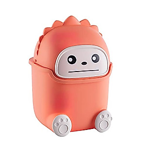 Aiabaleaft Cute Flip Trash Can Cute Animal Shape Trash Cans Cute Desktop Trash Can for Bathrooms,Kitchens,Offices,Waste Basket for Dressing Table(Orange)