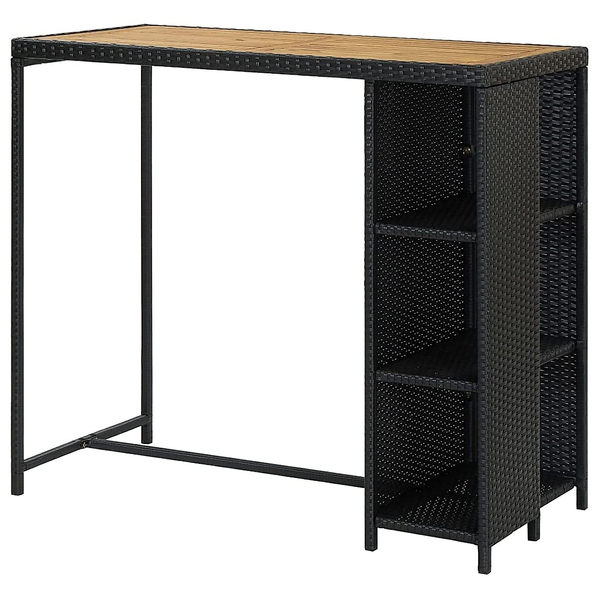 AJSEOYBS Bar Table,Bar Height Pub Table, Rectangle High Top Kitchen & Dining Tables,Indoor use,Bar Table with Storage Rack Black 47.2"x23.6"x43.3" Poly Rattan