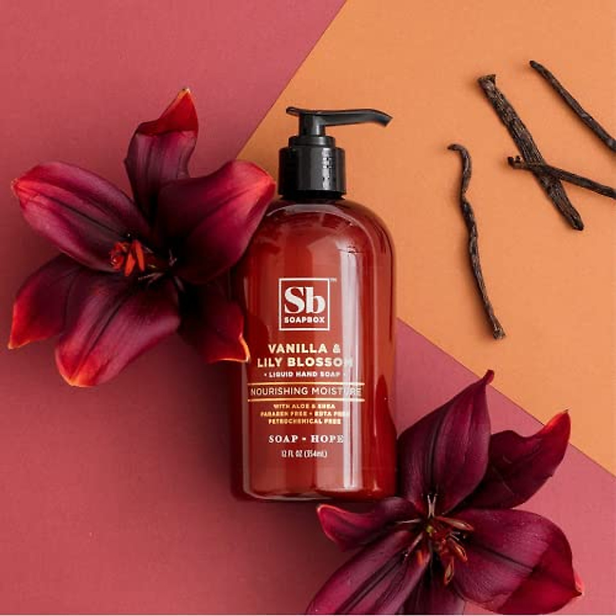 Soapbox Liquid Hand Soap, Vanilla & Lily Blossom - Gentle, Moisturizing Hand Cleanser, Vegan, Cruelty Free Hand Soap for Bathroom and Kitchen, 12oz Pump Bottles (Pack of 3)