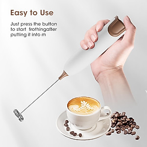 HeTian Handheld Electric Milk Frother, Battery Operated Froth Maker, Mini Blender & Electric Blender Coffee Milk Frother Perfect for Bulletproof Coffee, Matcha, Hot Chocolate