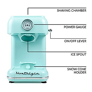 Nostalgia Retro Table-Top Snow Cone Maker, Vintage Shaved Ice Machine Includes 1 Reusable Plastic Cup, Aqua