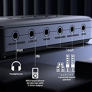 DriverGenius External 7.1/5.1USB Sound Card, with 3.5mm MIC and 2.1 SPDIF - Compatible for Windows 11 & Mac (U2AUDIO7-1)