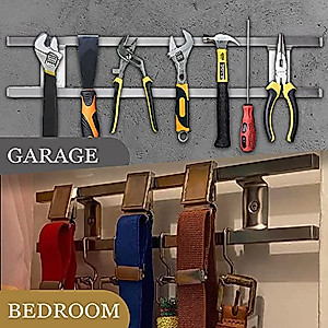 18 Inch Magnetic Knife Holder for Wall Mount-Magnetic Knife Strips with 12 Hook-304 Stainless Steel Wall Magnetic Knife Bar Rack-Knife Block-Knife Rack-Utensil Hanger-Kitchen Utensil Holder