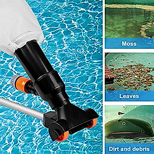 BLIKA Small Above Ground Pool and Spa Vacuum, Upgraded Portable Pool Vacuum Jet Underwater Cleaner with Scrub Brushes & Leaf Bag