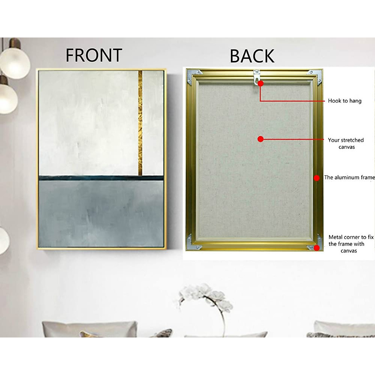 GVS-ART DIY Metal Floating Frame for 12X12 Canvas Painting Art,4/5"(2.1cm) Depth, Floater Frame,Mental Frame Kit, Cut to Pieces,Not Include Canvas or Mat Light Gold Frame