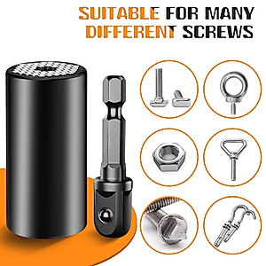 Valentines Day Gifts for Him-Universal Socket Tools Gifts Stocking Stuffers for Men, Birthday Gifts Cool Stuff Gadgets for Men Dad Husband Boyfriend, Tools Socket Set with Power Drill Adapter(7-19 MM)