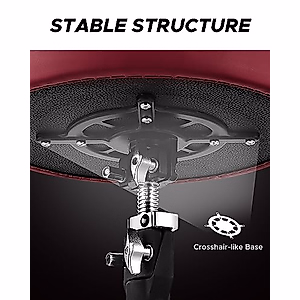 Starfavor Drum Throne Adjustable, Drum Stool Padded Drum Seat, Rotatable Drum Chair with Double Braced Anti-Slip Feet, Crimson Color, Red, ST-650 Stone