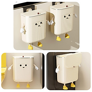 EPIPHQNY Garbage Can, Kitchen Compost Bin Cartoon Hangings Trash Can with Lid Cabinet Door Under Sink Garbage Can for Office Counter Home Decoration, 24.5*20cm