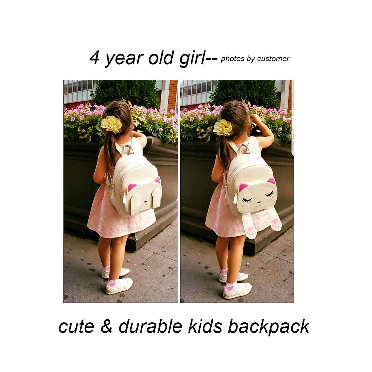 DIOMO Toddler Backpack for Girls Cartoon Kids Backpack Purse, Cute Cat Small Kawaii Preschool Backpack (Black)