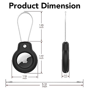 SPGUARD Compatible with Apple AirTag Secure Holder with Wire Cable,Air Tag Lock Case Keychain Key Ring Key Chain Luggage tag for Keys, Luggage & More Men Women's Keyrings & Keychains,Black (WL)