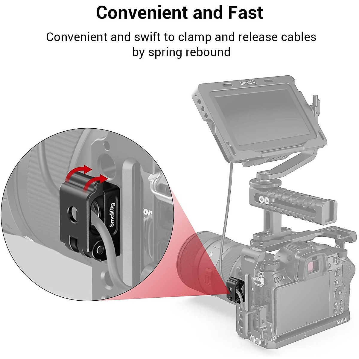 SmallRig Universal Spring Cable Clamp (2 pcs), Lightweight and Portable Cable Clamp Suit for HDMI Cables, Charging Cables, Shutter Cables and Headphone Cables MD2418
