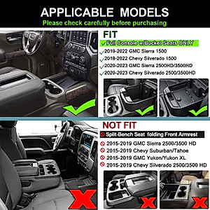 PIMCAR Center Console Organizer Compatible with 2019-2022 Chevy Silverado 1500/GMC Sierra 1500 & 2020-2023 Chevy Silverado/GMC Sierra 2500 HD/3500 HD (Full Console w/Bucket Seats ONLY) Black Trim