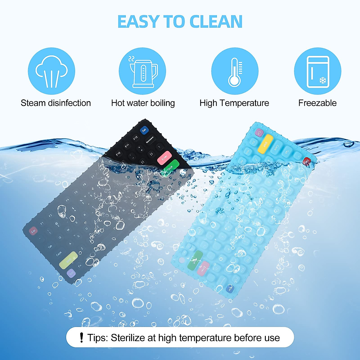 Chuya Baby Teething Toys 2 Pack Teether Toys for Babies for Baby 3-6-12-24 months, Chew Toys for Infant Newborn for Baby Keyboard Shape Silicone Teethers, Soothe Babies Sore Gums