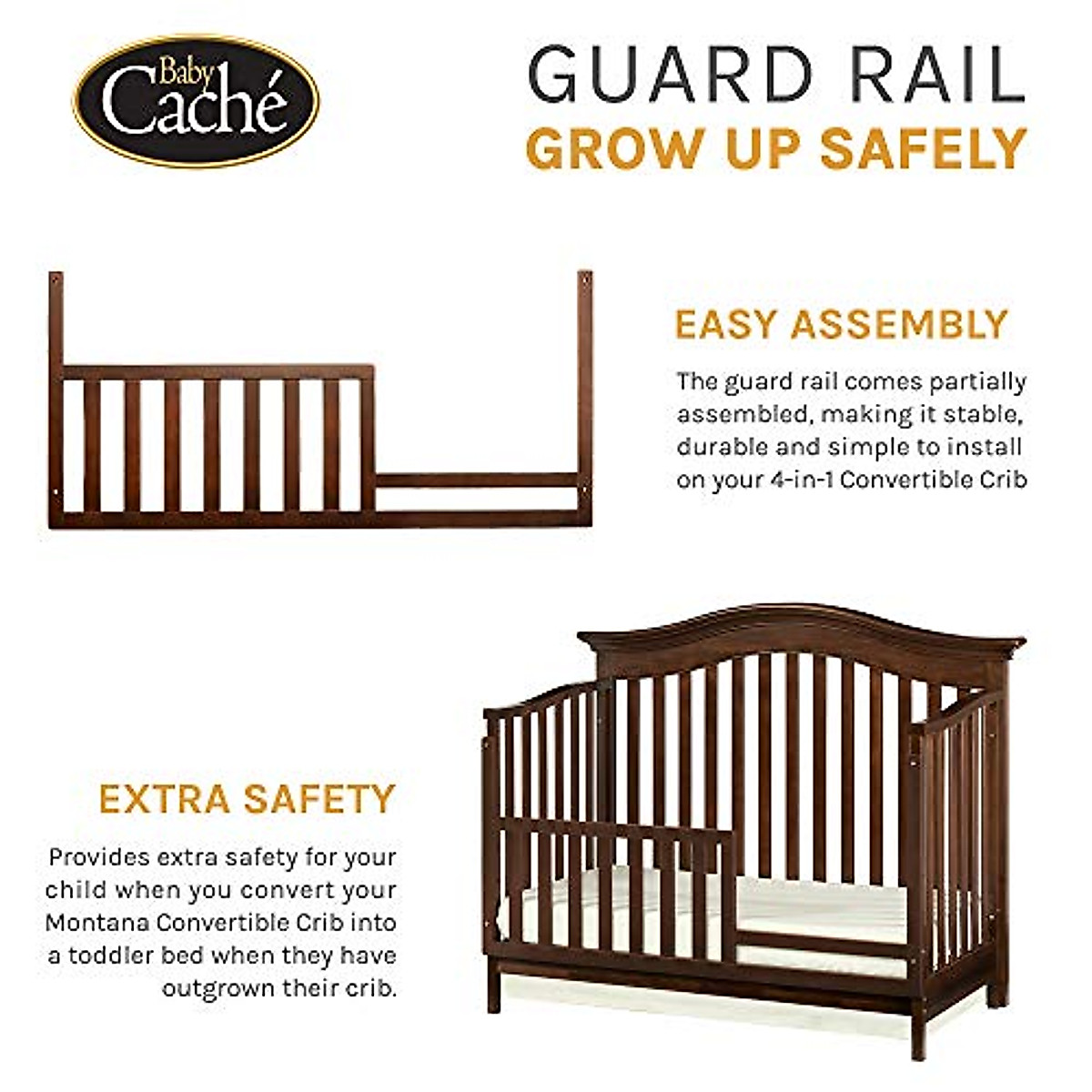 Baby Cache Toddler Bed Guard Rail, Montana Collection, Espresso
