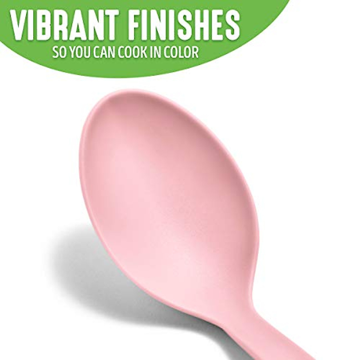 GreenLife Cooking Tools and Utensils, 7 Piece Nylon Set including Spatulas Turner Spoons and Tongs, Heat Resistant Spatula and Spoons, BPA-Free, Pink