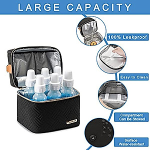 BABEYER Breastmilk Cooler Bag with Ice Pack Fits 6 Baby Bottles up to 9 Ounce, Breast Milk Pump Cooler Bag with Shoulder Strap for Nursing Mom Daycare, Work, Travel- Black