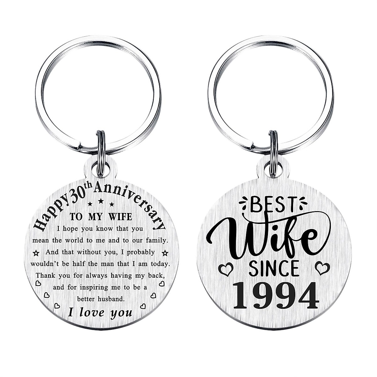 TANWIH 30th Wedding Anniversary Keychain Gifts for Wife, Best Wife Since 1994, 30 Year Anniversary Decoration for Women